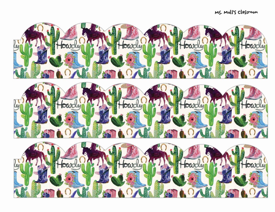 Cowgirl Floral Bulletin Board Border: Evergreen Classroom Decor ...