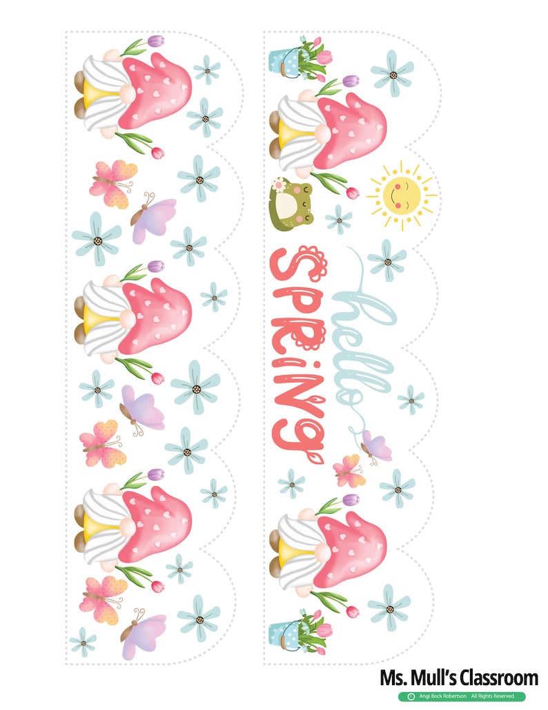 Classroom Bulletin Board Border Spring Gnomes Digital Download Print ...