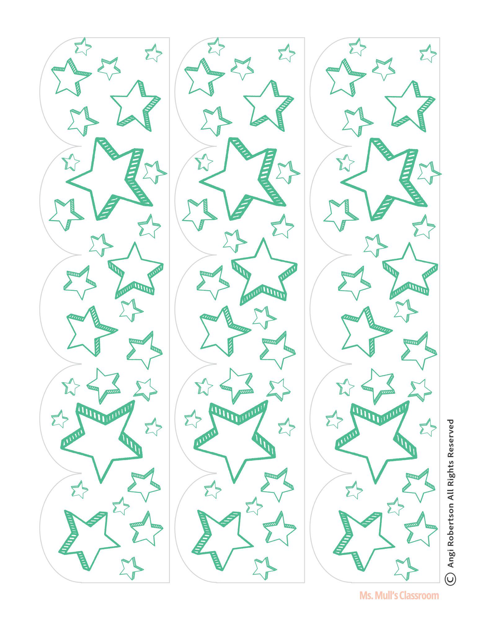 Stars Bulletin Board Border: Evergreen, Four Colors (digital Download ...