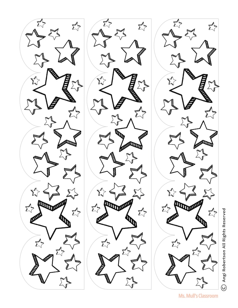 Stars Bulletin Board Border: Evergreen, Four Colors (digital Download ...