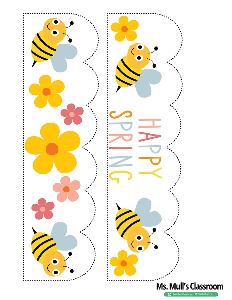 Classroom Bulletin Board Border Bees and Flowers Spring Digital ...