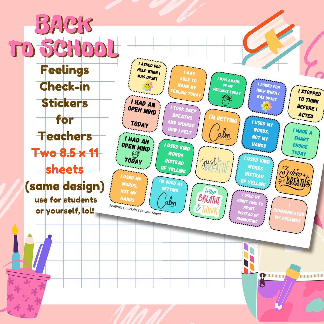 Teacher "feelings Check-in" Stickers for Students / Student Mental ...