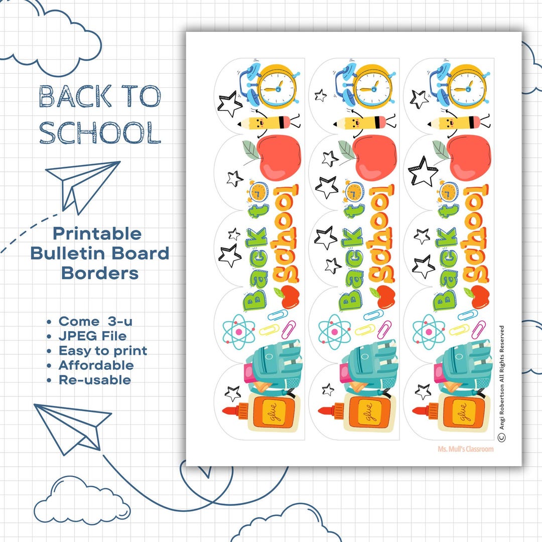 Classroom Bulletin Board Border Colorful Back to School Digital ...