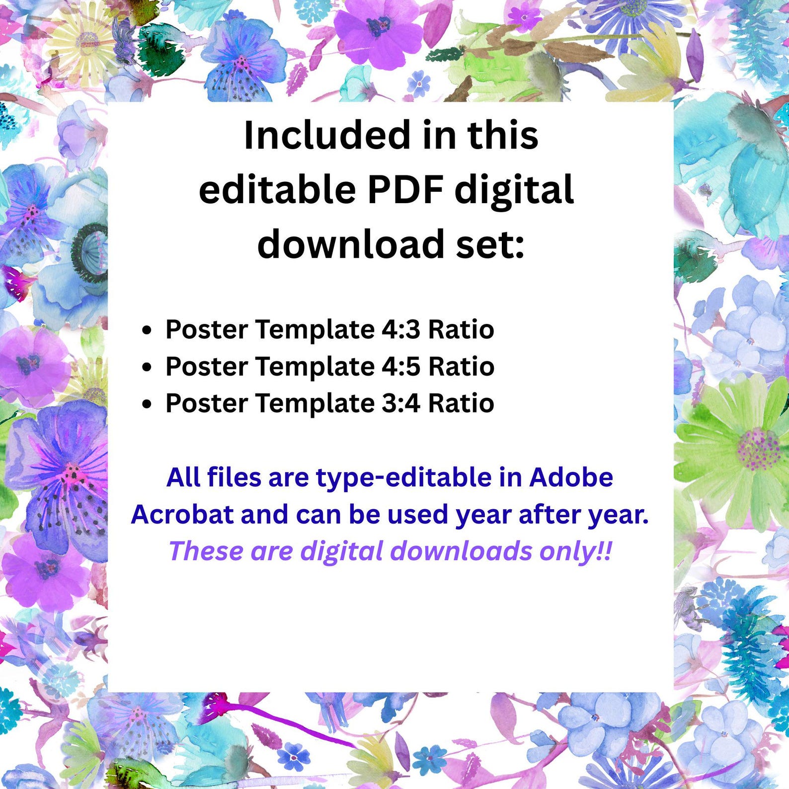 Classroom Printable Poster Set / Blue Floral Border / Editable ...