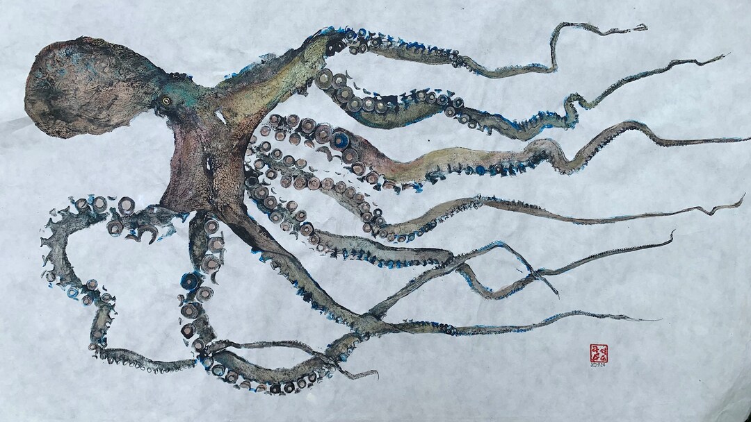 COLOR KRAKEN GYOTAKU Unique Art ,this is Not a Copy or a Digital ...