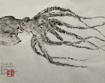 Octopus Gyotaku Original - Etsy