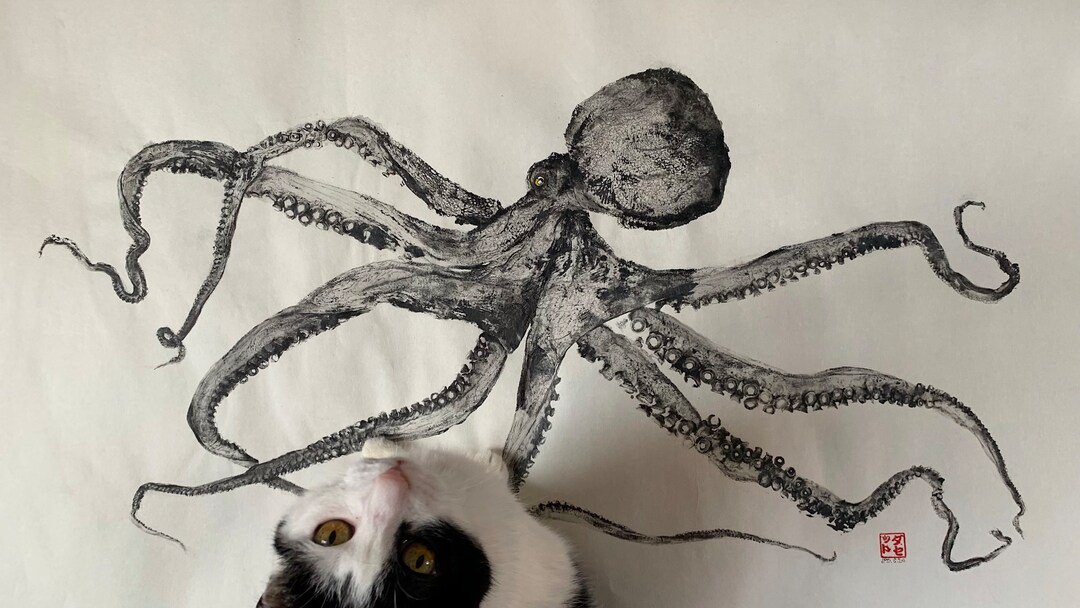 LARGE OCTOPUS GYOTAKU 73x 97 Cms Rare and Unique This is Not a Print or ...