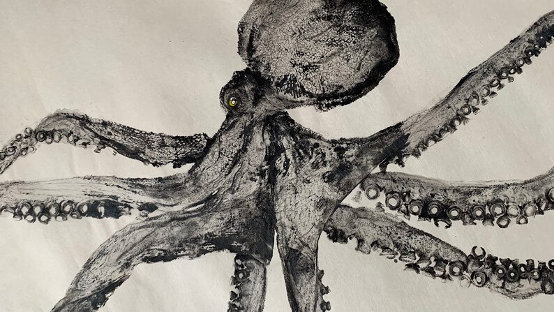 LARGE OCTOPUS GYOTAKU 73x 97 Cms Rare and Unique This is Not a Print or ...