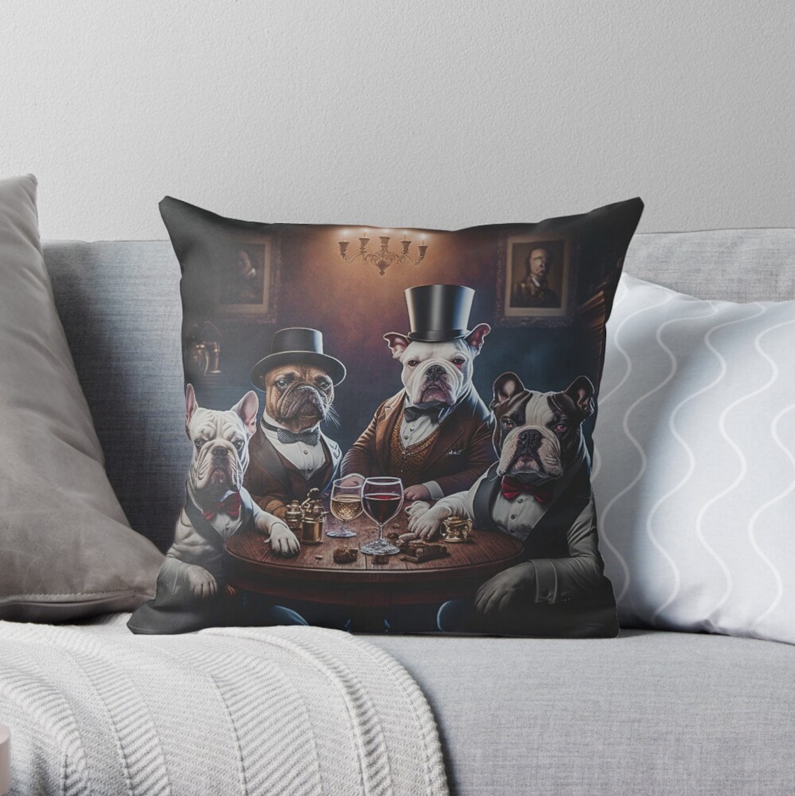 Puppy Party: Whimsical and Playful Digital Art Print of French Bulldogs ...