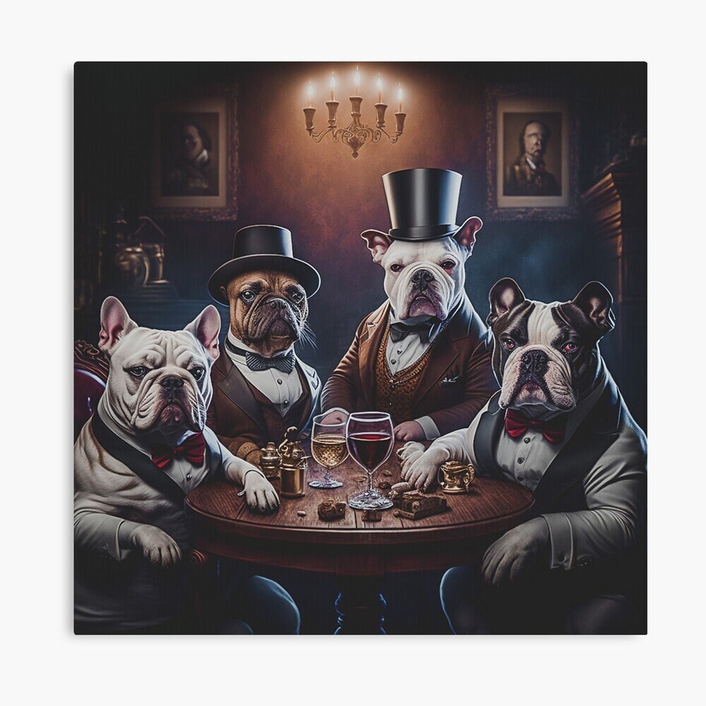 Puppy Party: Whimsical and Playful Digital Art Print of French Bulldogs ...