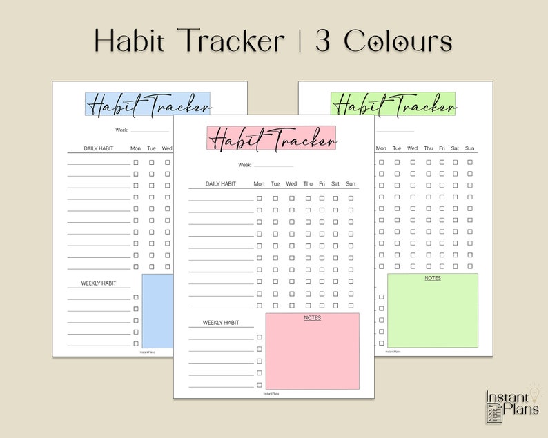 Habit Tracker Daily, Weekly Habits Printable Template Downloadable - Etsy