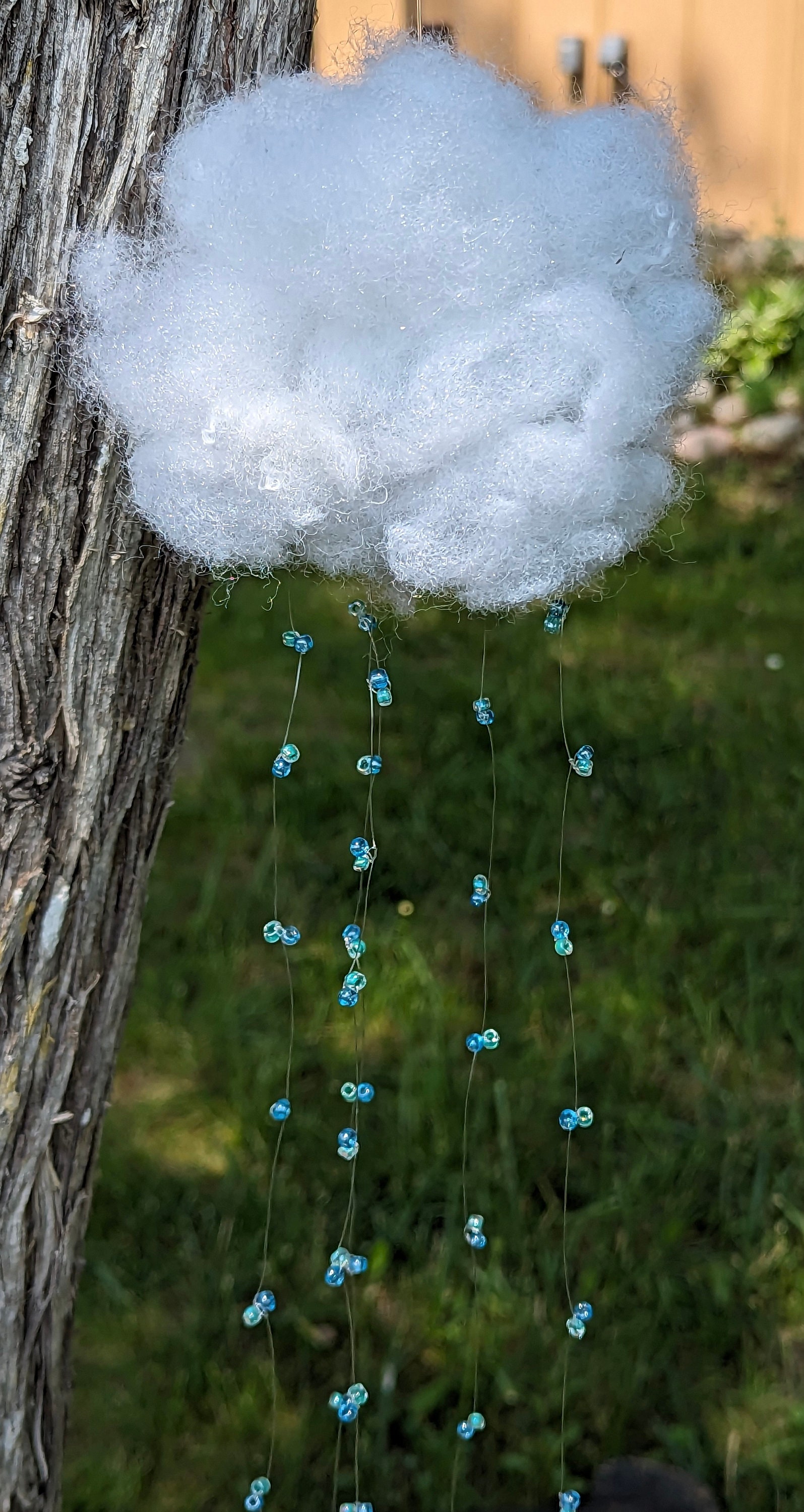 Hanging Cloud With Glass Bead Raindropsdecorative Rain Cloud With Beaded Raindrops - Etsy