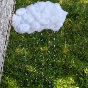 Hanging Cloud With Glass Bead Raindropsdecorative Rain Cloud With Beaded Raindrops - Etsy