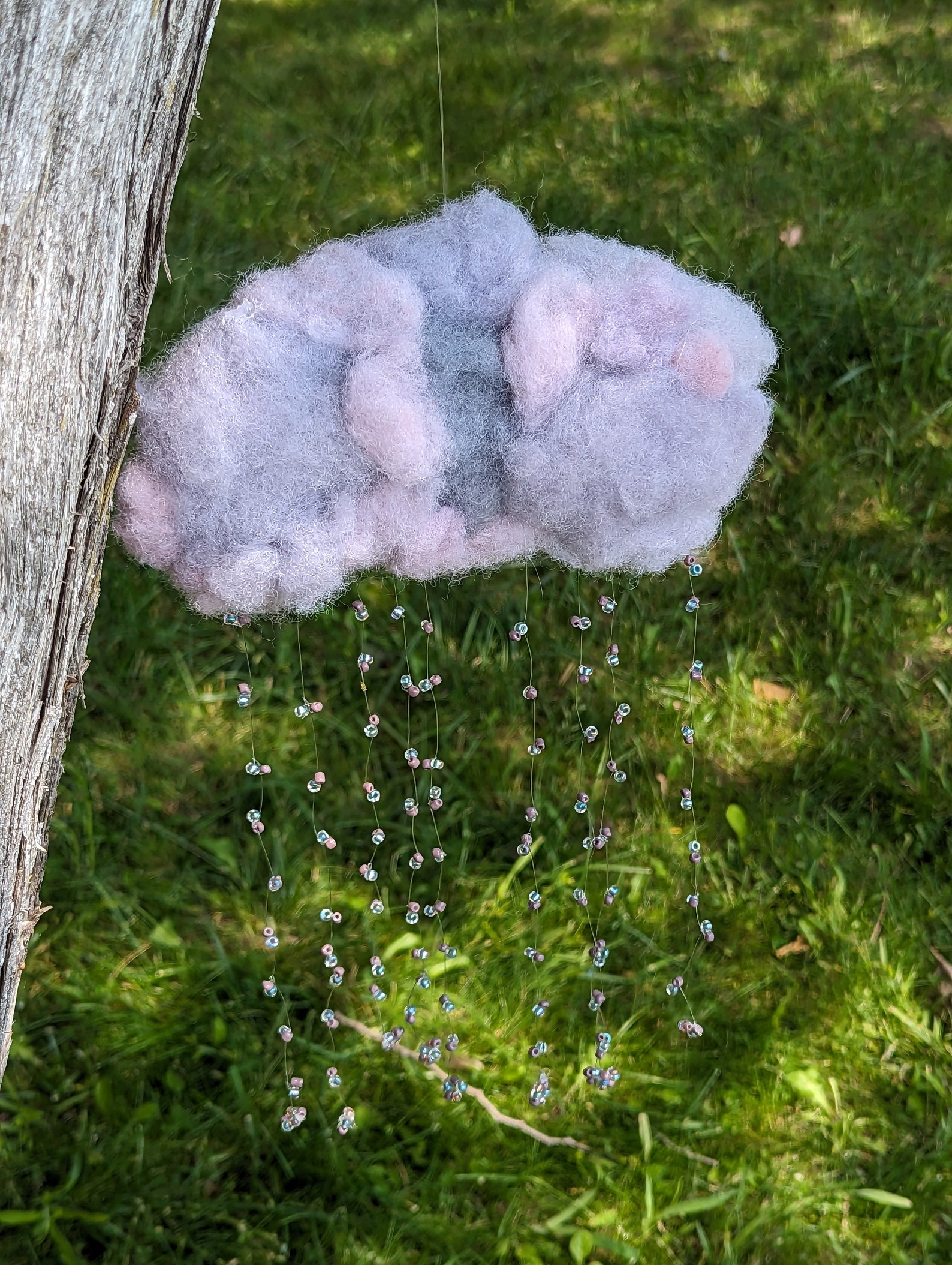Hanging Cloud With Glass Bead Raindropsdecorative Rain Cloud With Beaded Raindrops - Etsy