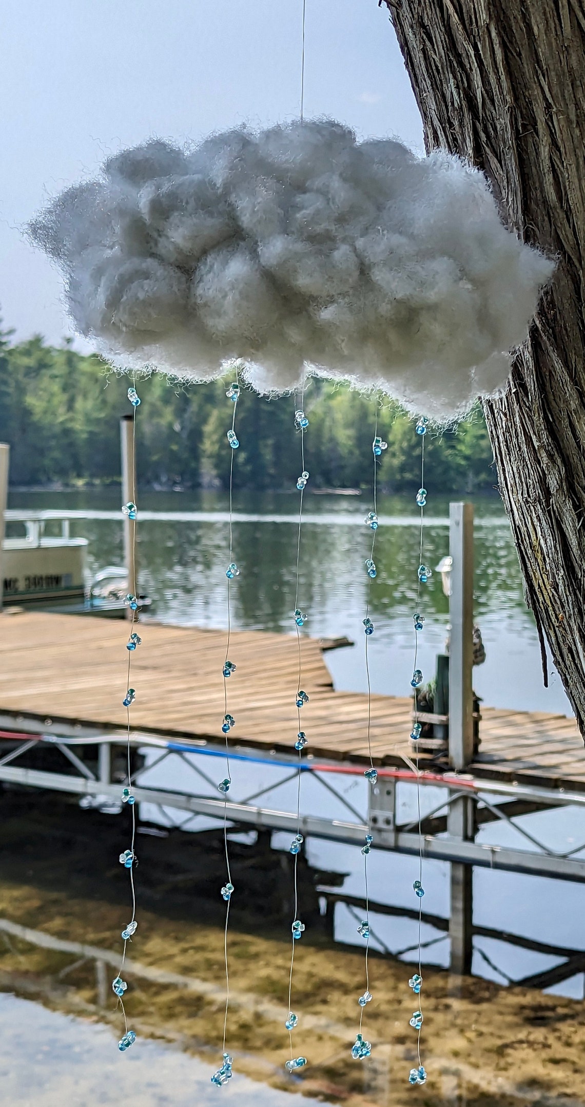 Hanging Cloud With Glass Bead Raindropsdecorative Rain Cloud With Beaded Raindrops - Etsy