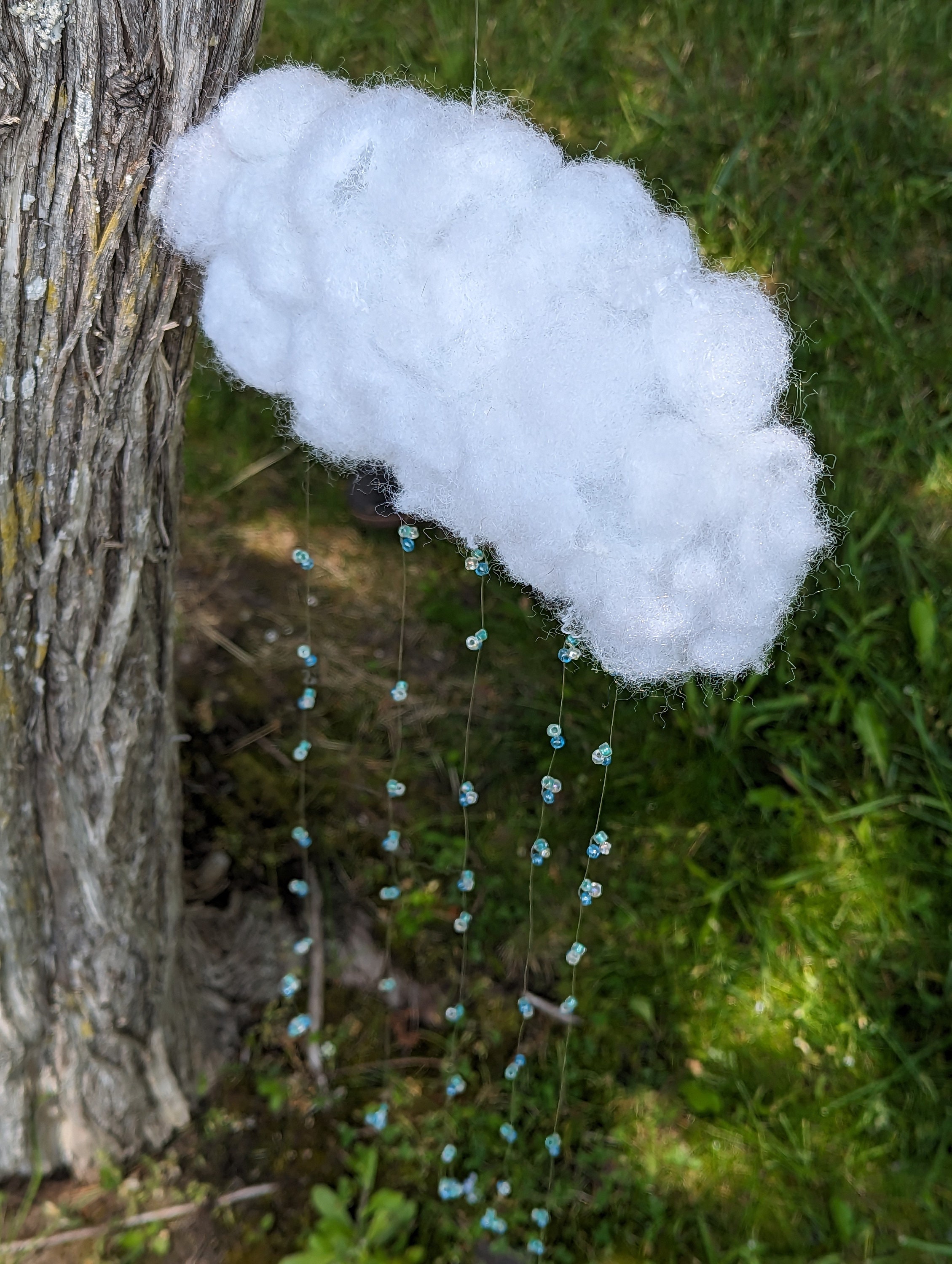 Hanging Cloud With Glass Bead Raindropsdecorative Rain Cloud With Beaded Raindrops - Etsy