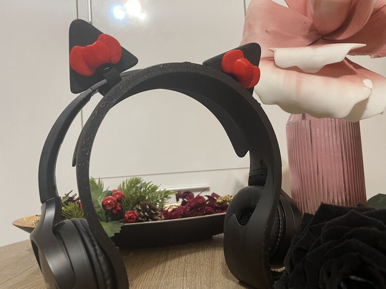 Cat Ears With Ribbon for Headphones Headset Accessories Twitch - Etsy