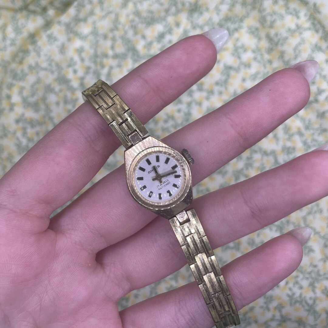 ANKER WATCH Jewels Vintage Gold Plated Wrist Watch Women Ladies Mid ...