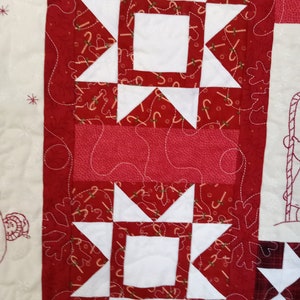 Redwork Snowman Quilt - Etsy