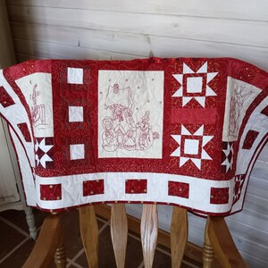 Redwork Snowman Quilt - Etsy