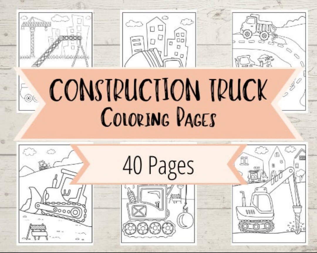 40 Page Construction Coloring Book - Etsy