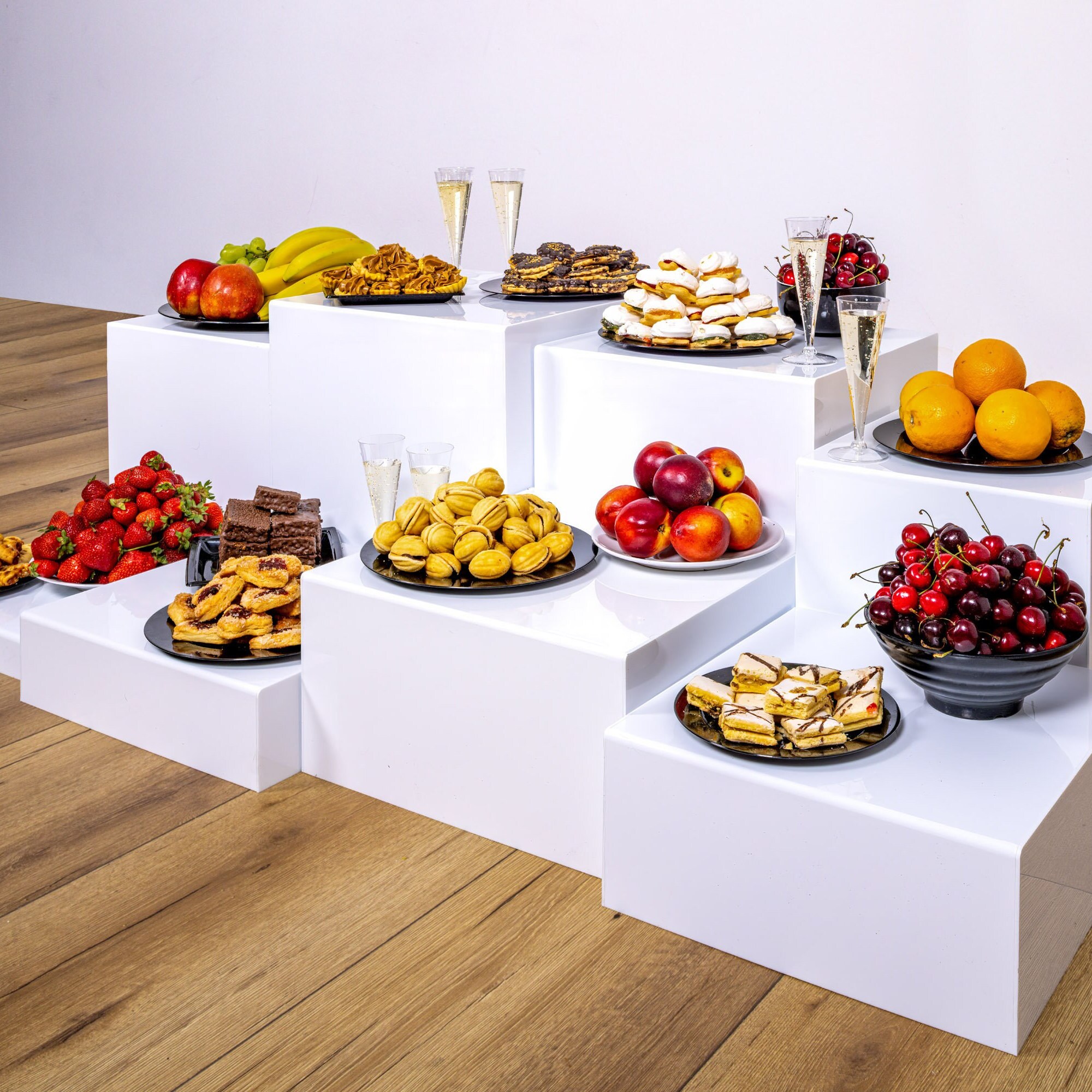 White Wedding Acrylic 8 Stands, White Unique Buffet Display Event Food ...