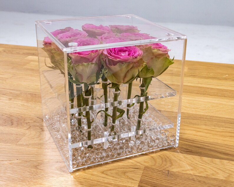 Acrylic Flower Box – Modern Lucite Vase, Wedding Centerpiece - Etsy