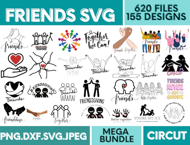 Best Friends Svg, Friends Svg, Bundle 600+ FILES With 155 Designs in ...