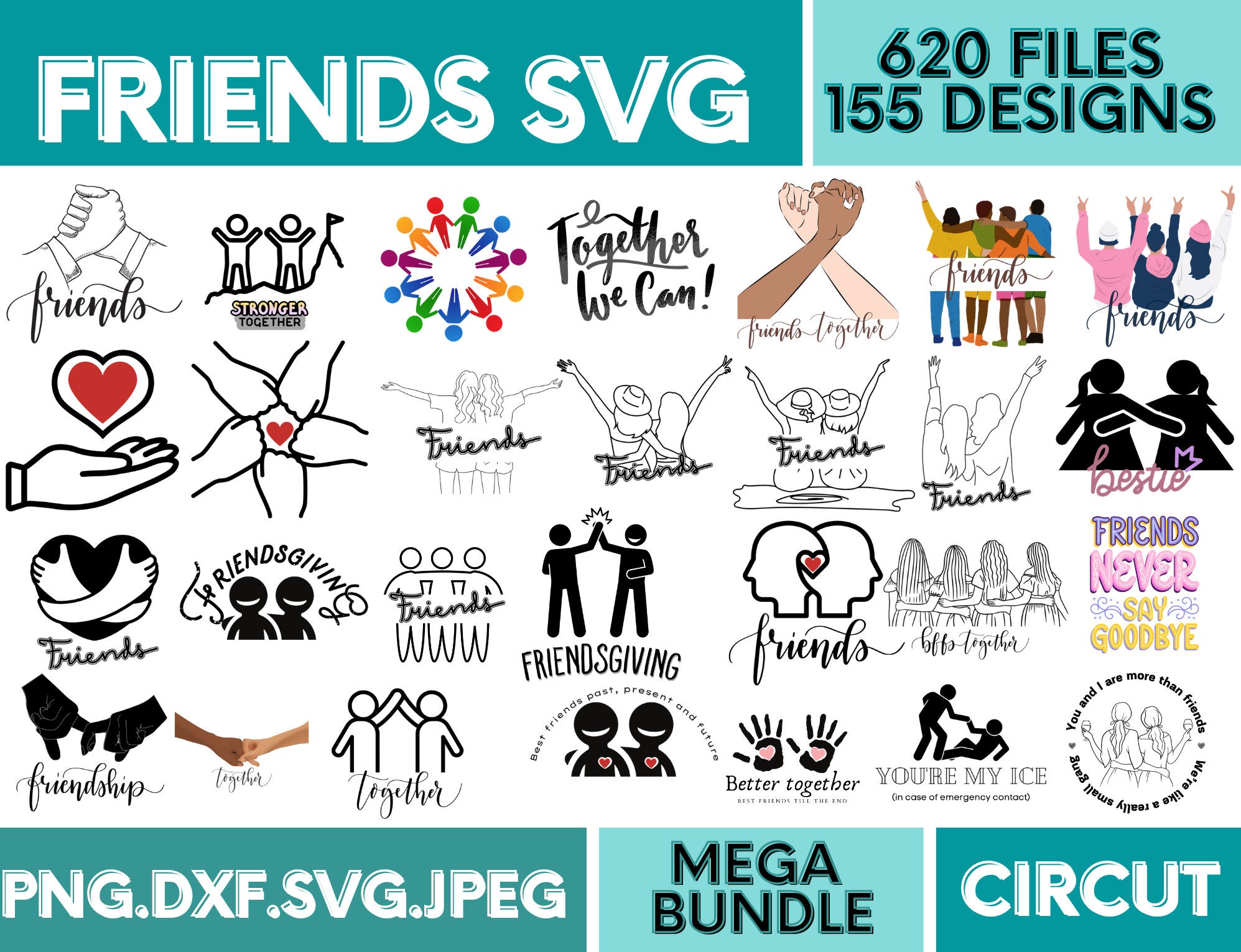 Best Friends Svg, Friends Svg, Bundle 600+ FILES With 155 Designs in ...