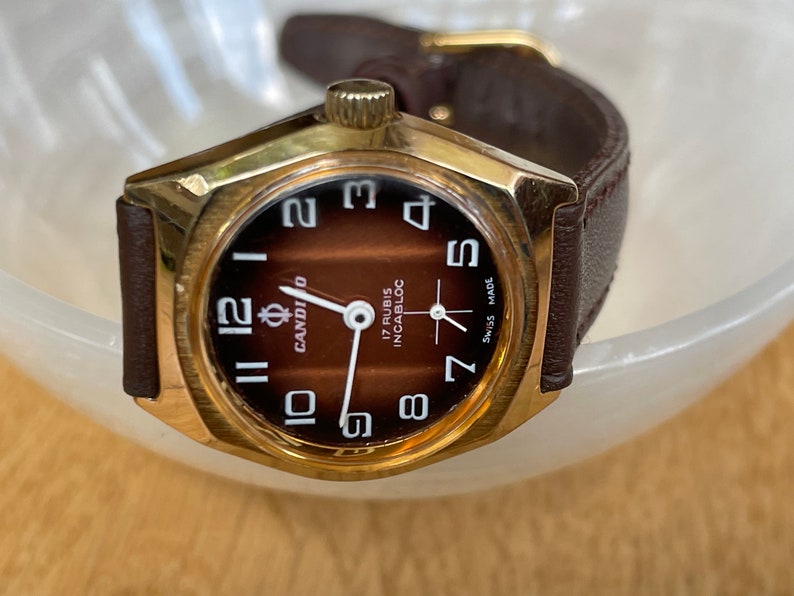 Elegant 1960's Vintage Swiss Ladies Wristwatch Candino Gold Color ...