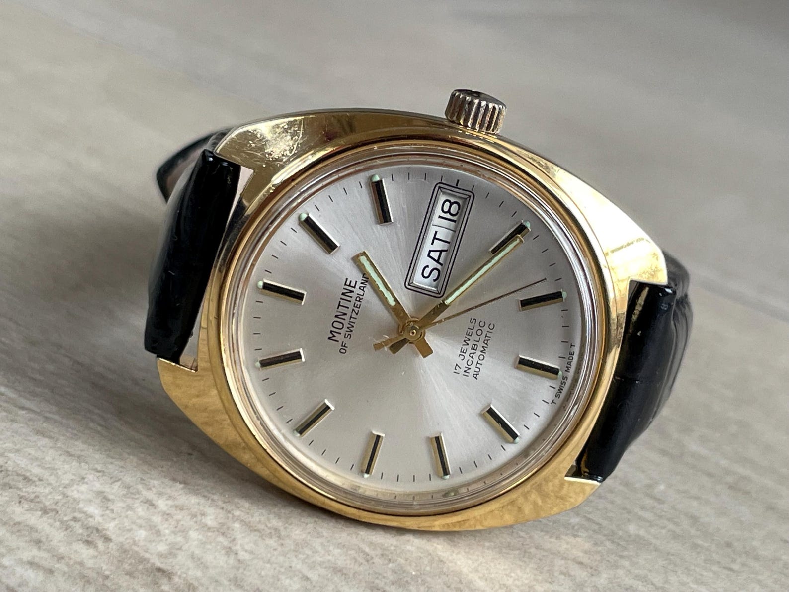 1970s Swiss Vintage Mechanical Automatic Men's Wristwatch Montine 17j ...