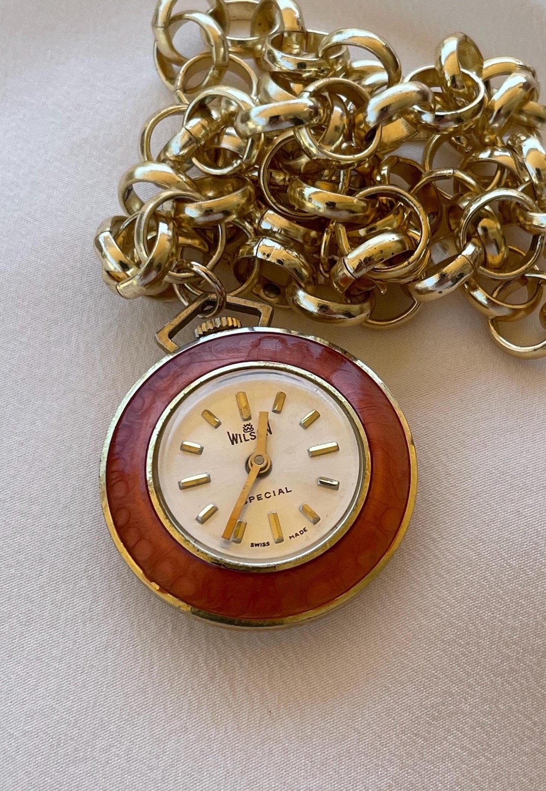 1960 Vintage Swiss Women’s Pendant Watch Wilson Golden Color Case, Chic ...