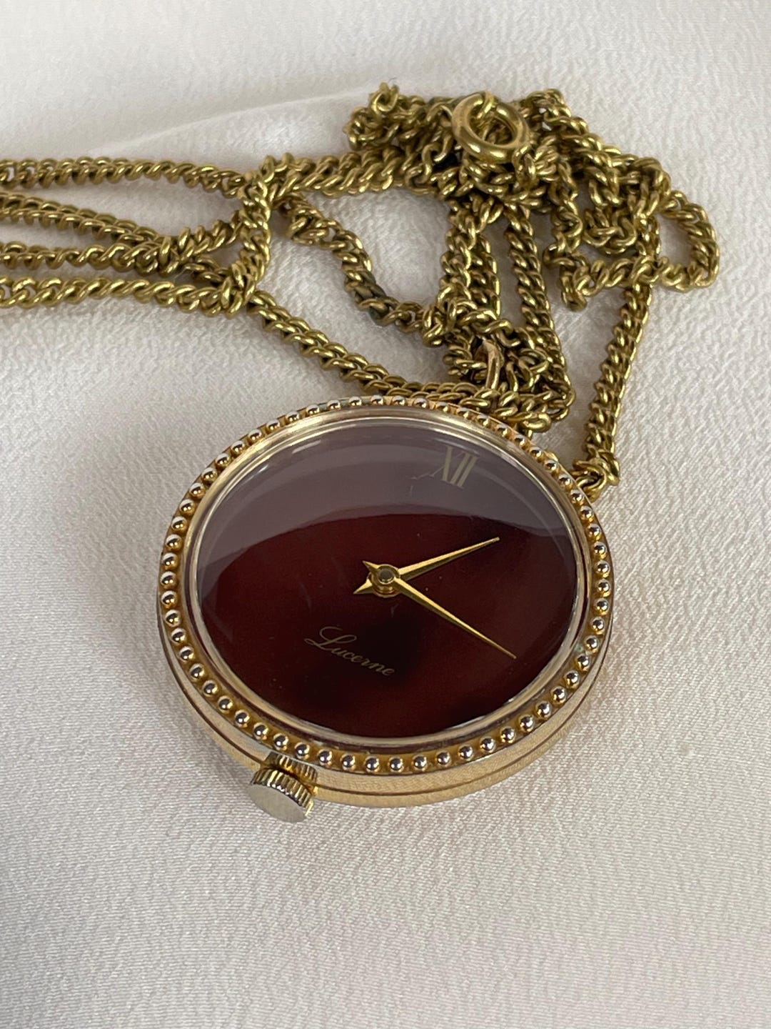 Elegant 1960’s Vintage Swiss Women’s Pendant Dress Watch Lucerne Golden ...