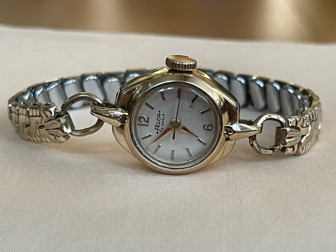 Elegant 1950 Vintage Swiss Gold Plated Ladies Dress Wristwatch Felca ...