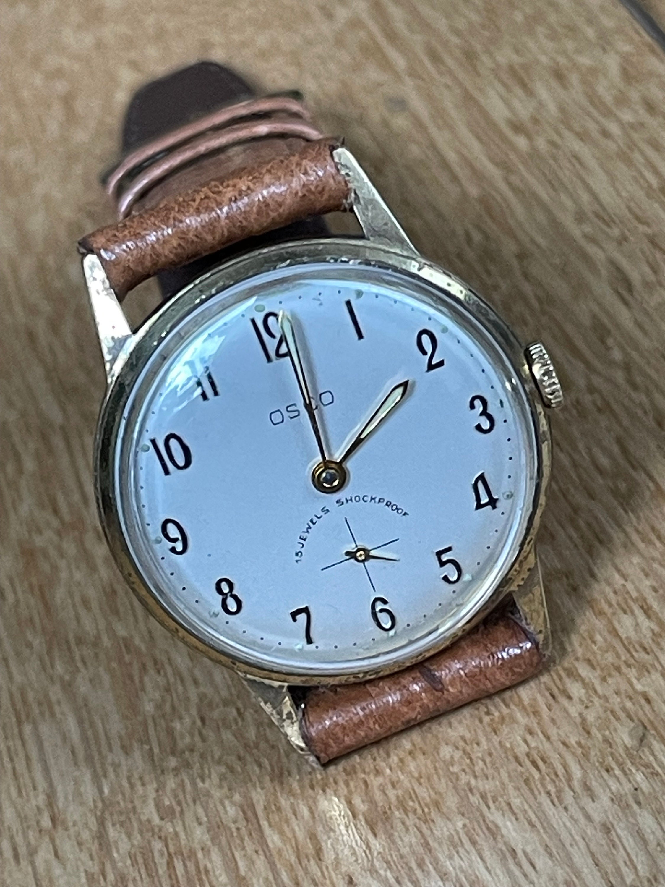 1960 German Vintage Mechanical Men's Wristwatch Osco 15 Jewels Golden ...