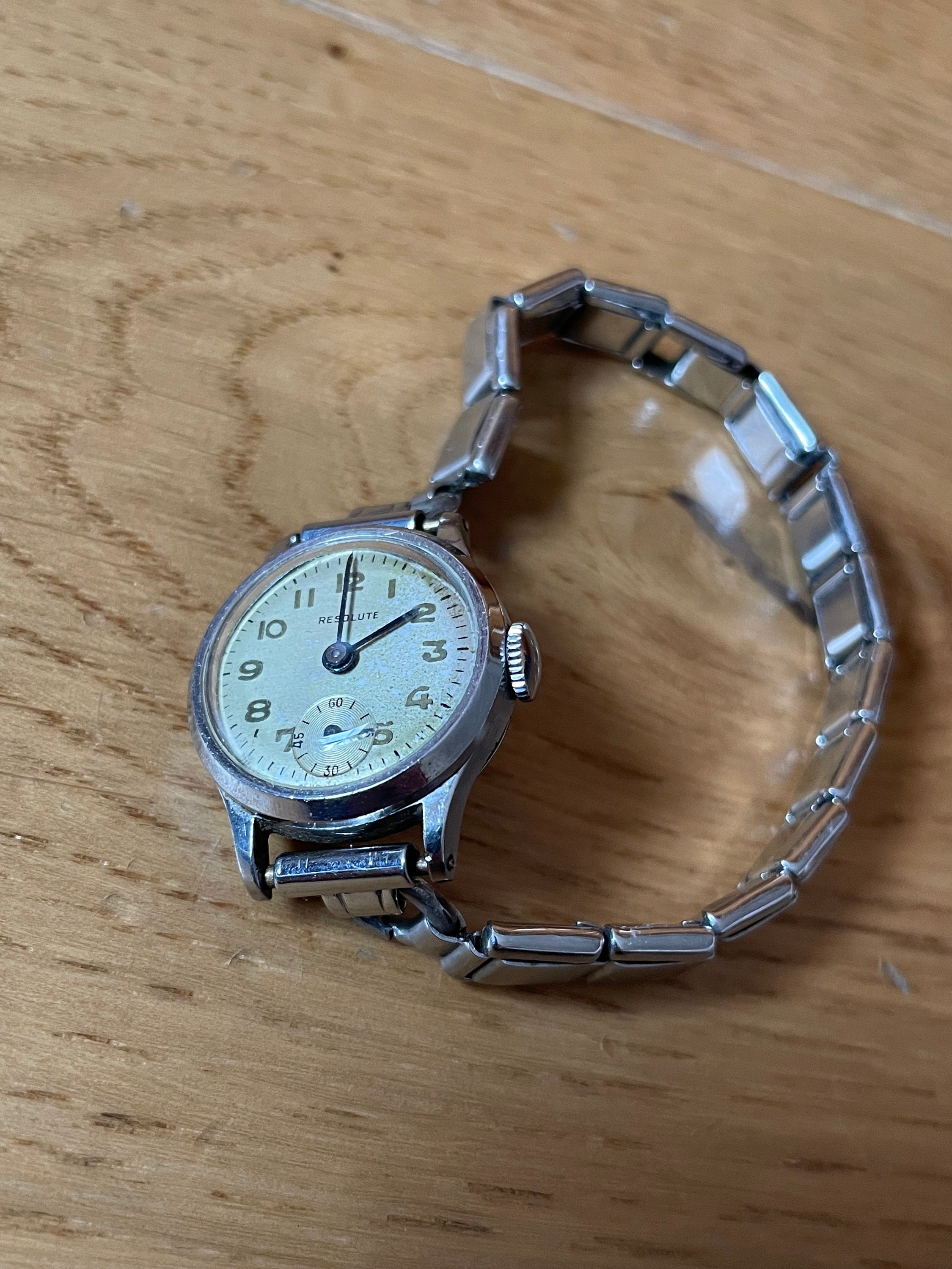 Rare 1950's Vintage Swiss Ladies Wristwatch Resolute Silver Color With ...