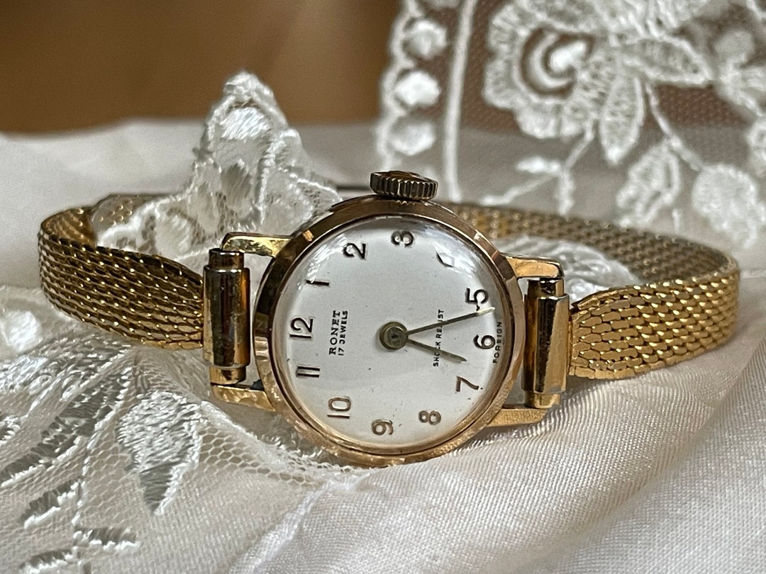 Stunning 1960 Vintage Swiss Ladies Wristwatch Ronet Golden Color Case ...