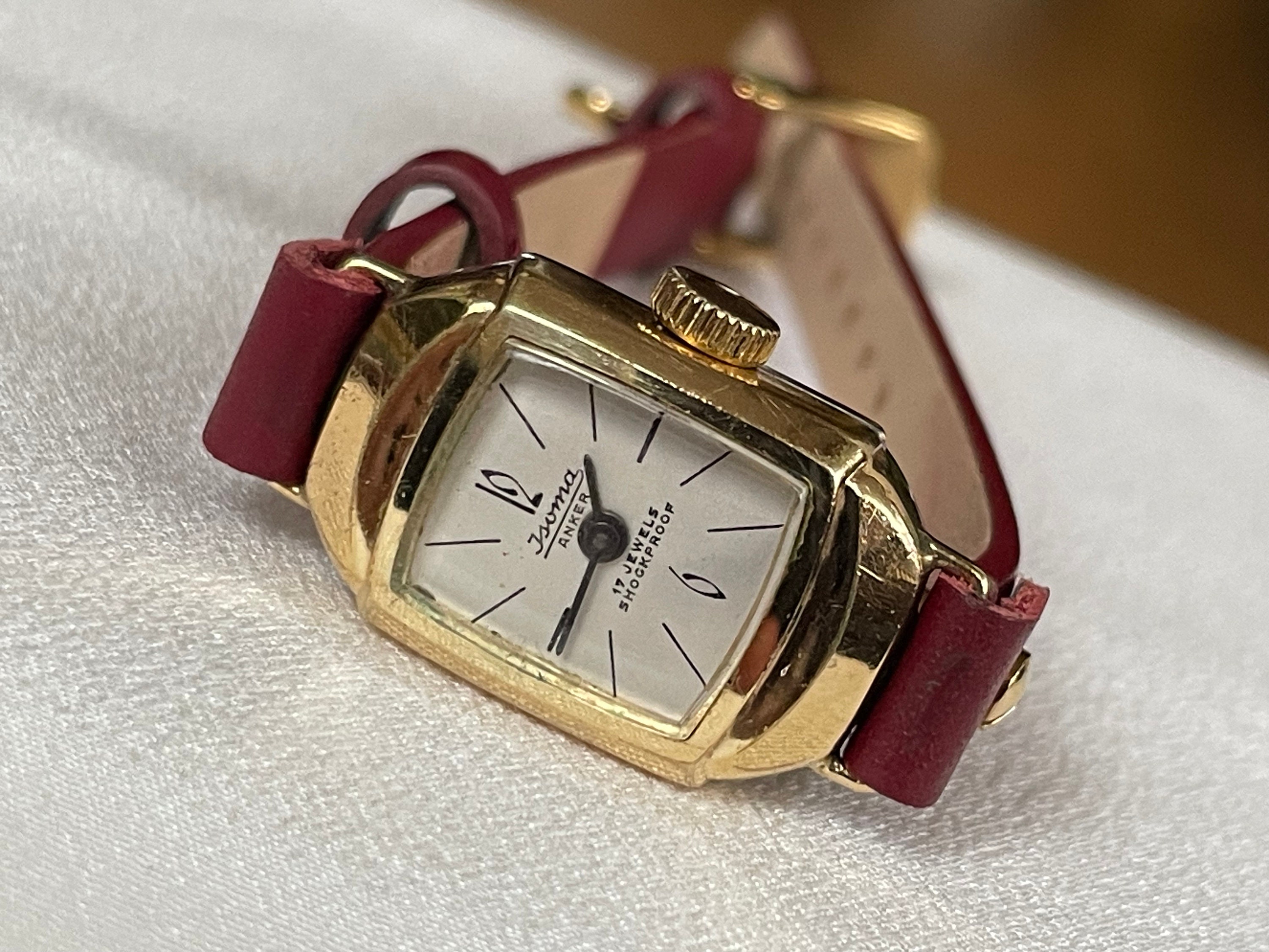 Elegant 1960 Vintage German Ladies Wristwatch Isoma Anker Golden Color ...
