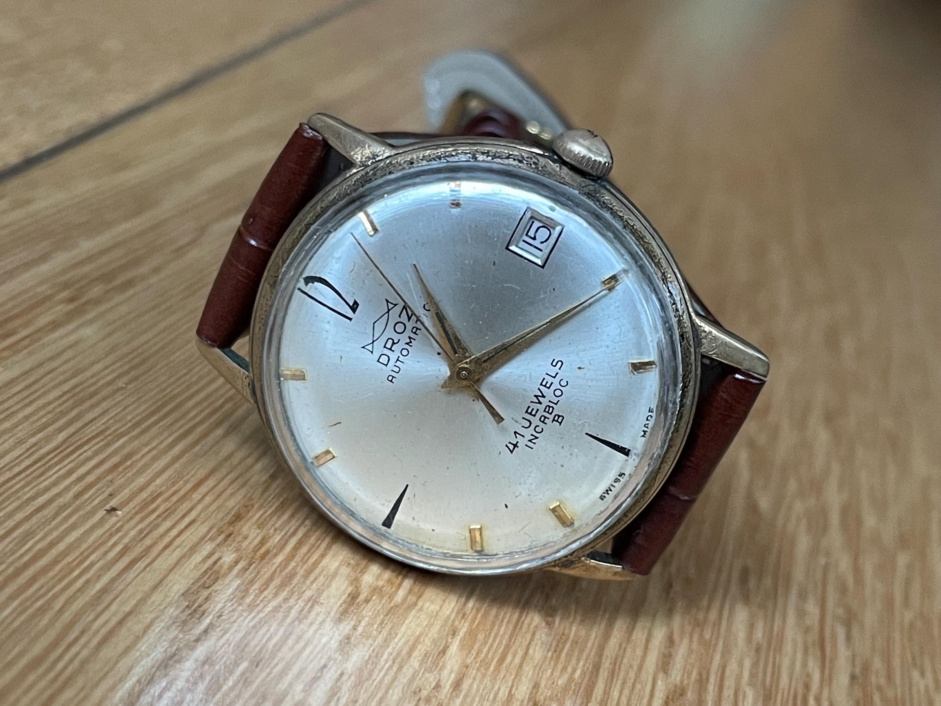 1960s Swiss Vintage Mechanical Automatic Men's Wristwatch Droz 41j ...