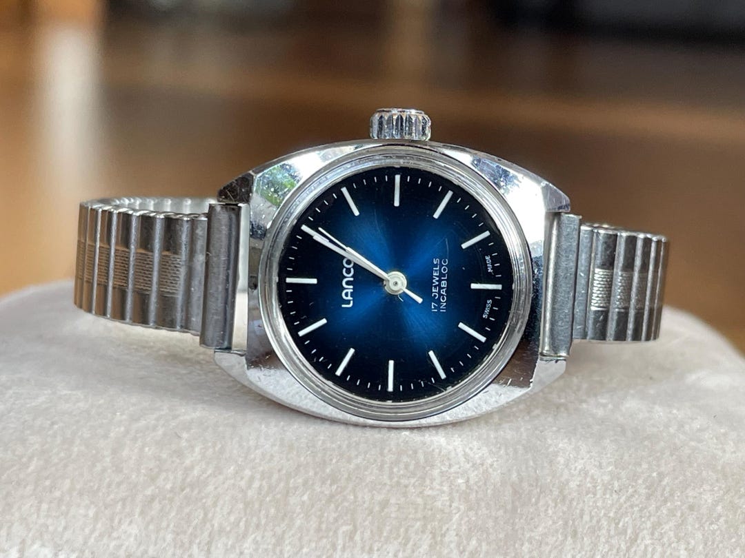 Rare 1960 Vintage Swiss Mid Size Ladies Dress Watch Lanco Silver Color ...