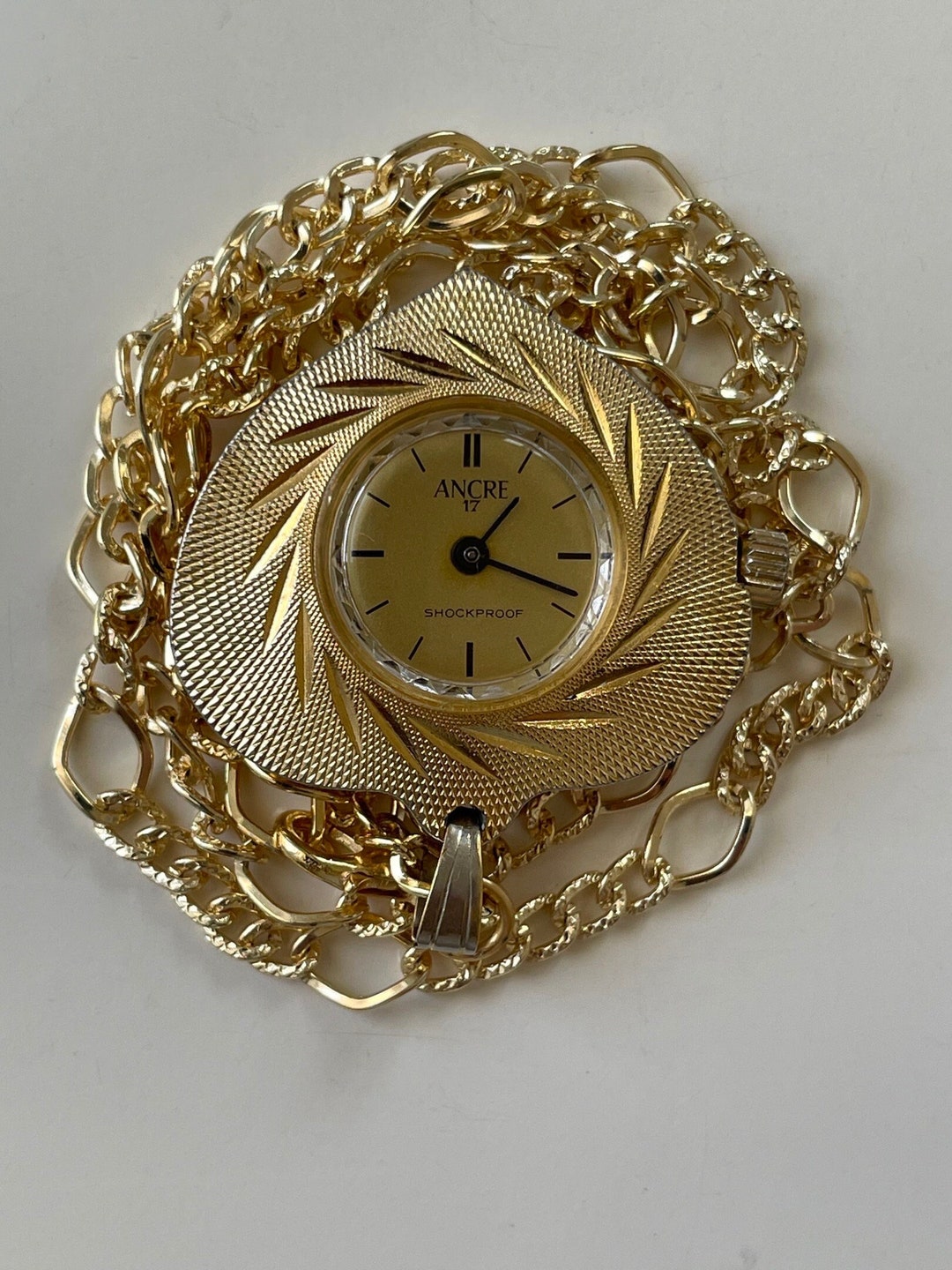 1960 Vintage Swiss Womens Pendant Watch Ancre Golden Color - Etsy