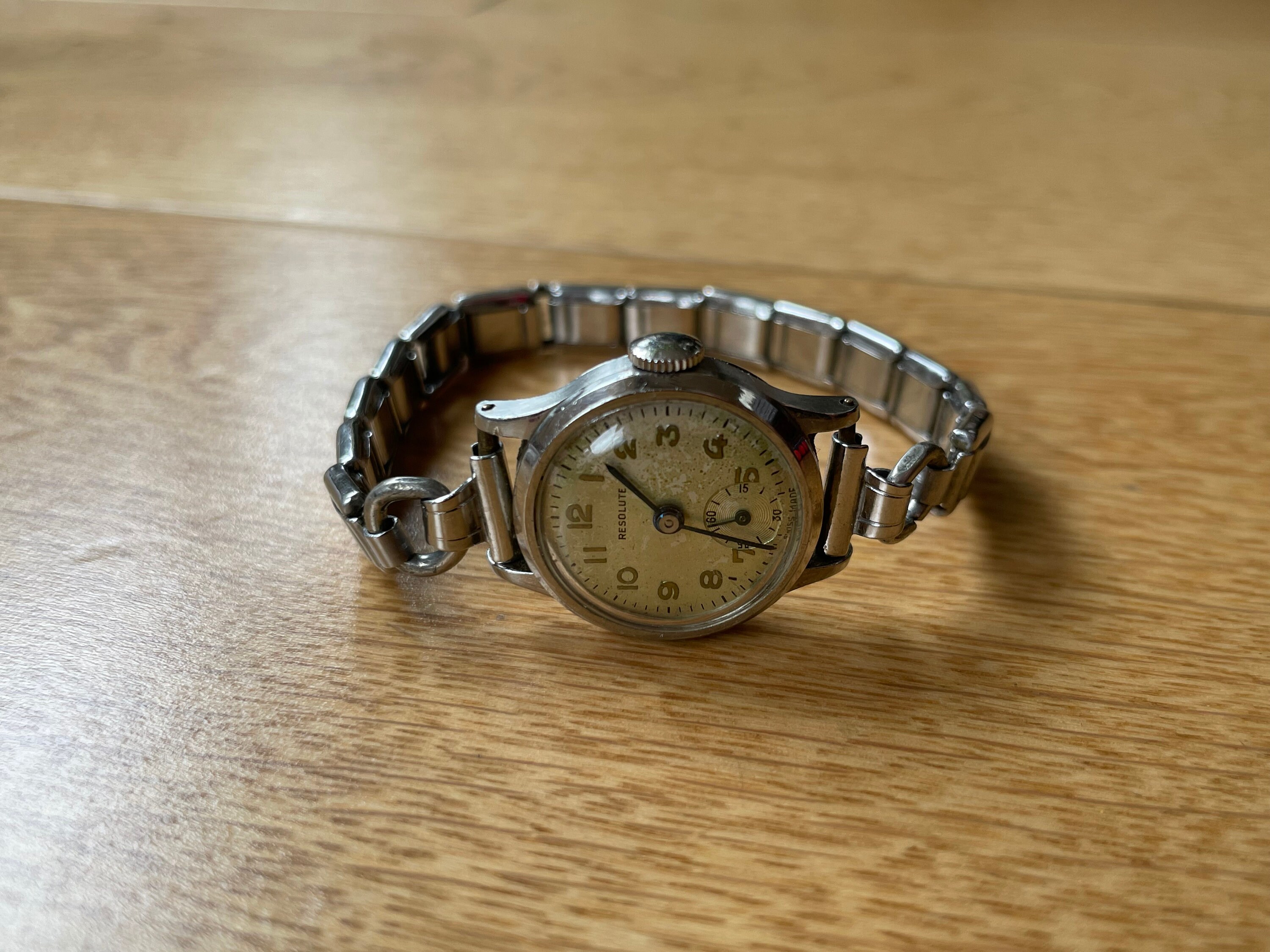 Rare 1950's Vintage Swiss Ladies Wristwatch Resolute Silver Color With ...