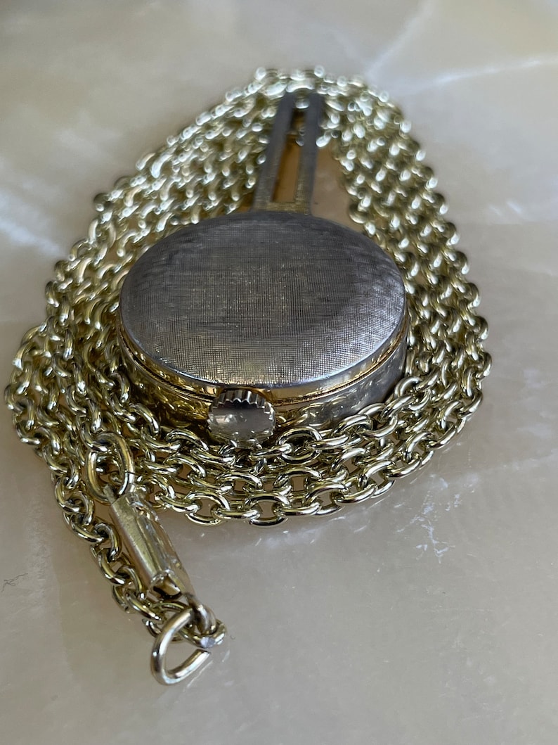 Elegant 1970’s Vintage Swiss Hanowa Gold Color Pendant Watch With Gold ...