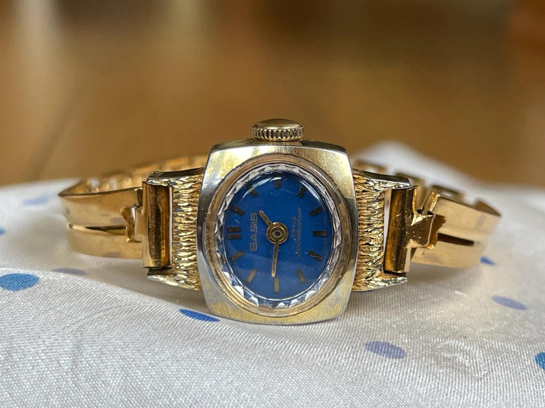 Stunning 1960 Vintage Swiss Ladies Wristwatch Basis Golden Color Case ...