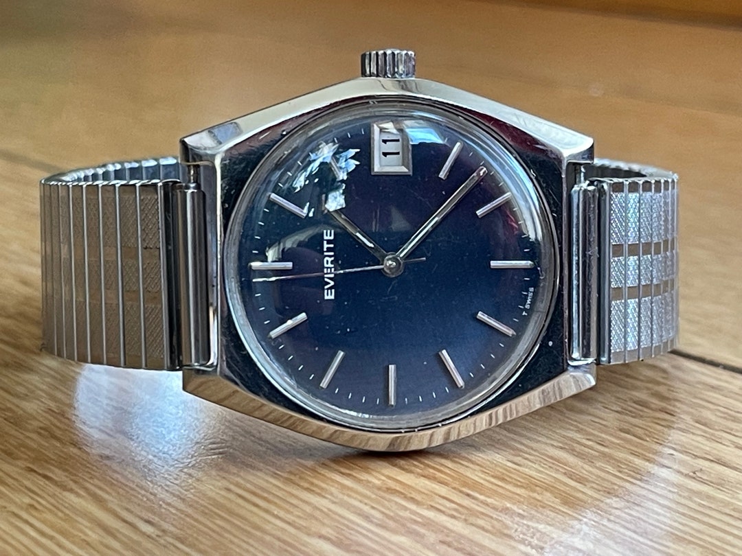 1970's Swiss Vintage Mechanical Men's Wristwatch Everite, Swiss Men's ...
