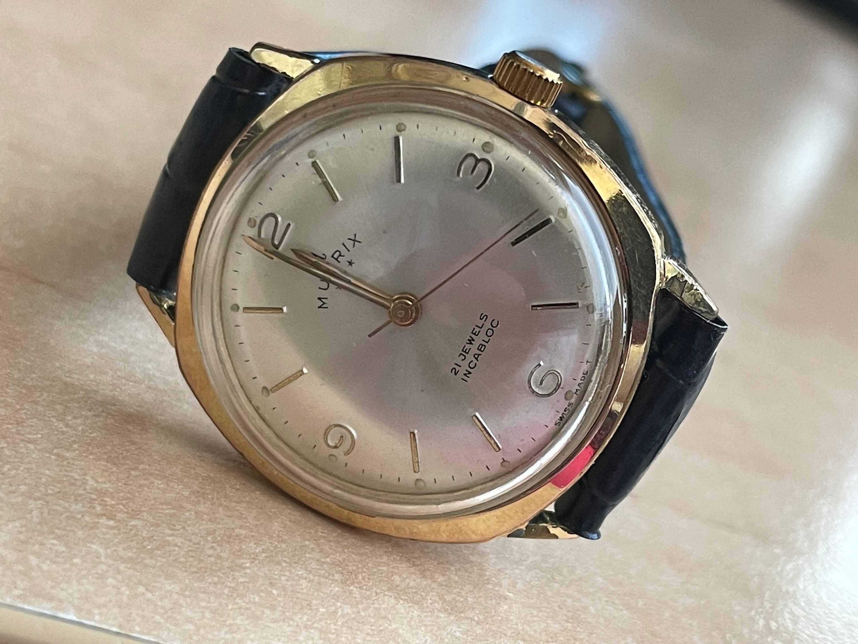 1960s Swiss Vintage Mechanical Men's Wristwatch Mutrix Golden Color ...