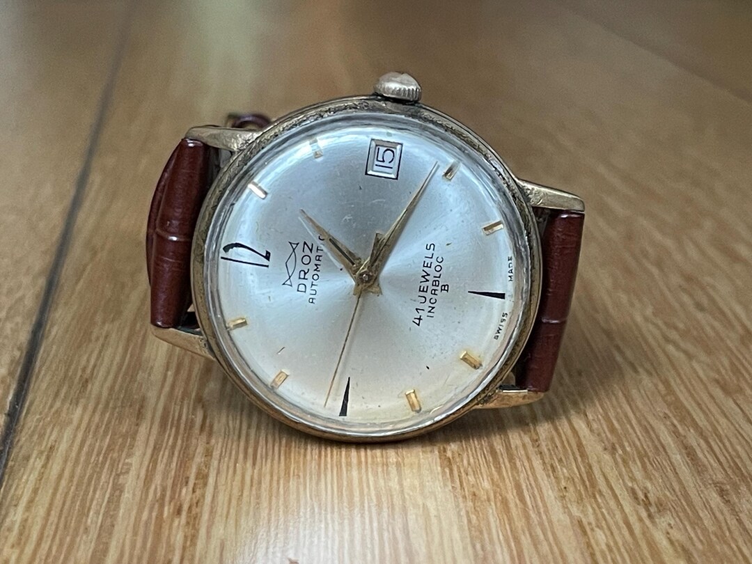 1960’s Swiss Vintage Mechanical Automatic Men's Wristwatch Droz 41j ...