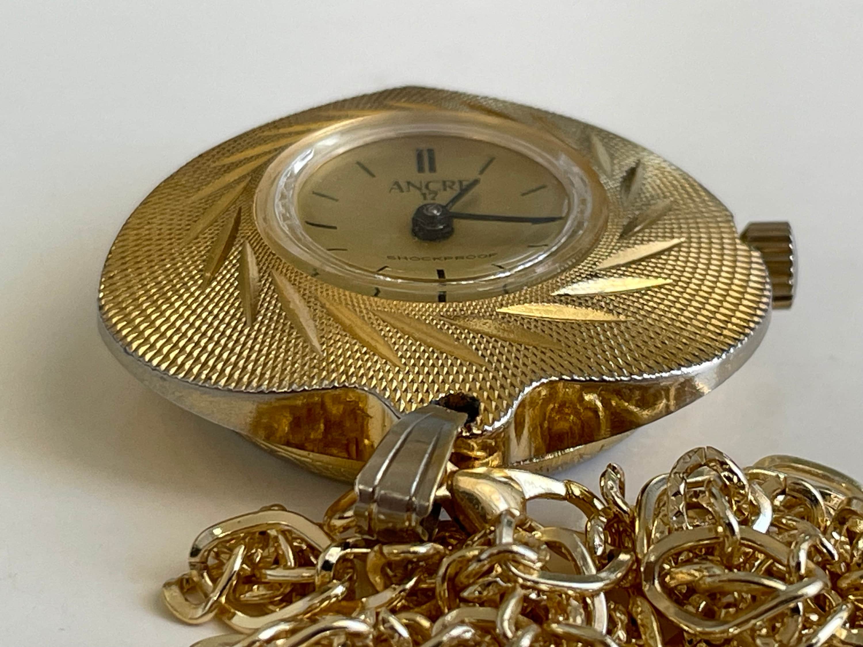 1960 Vintage Swiss Womens Pendant Watch Ancre Golden Color - Etsy