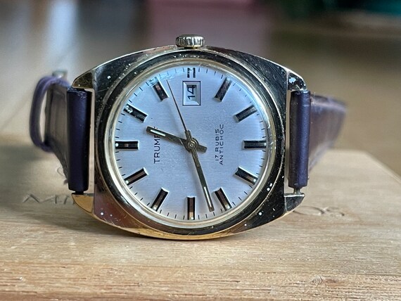 1970’s Swiss Vintage Mechanical Men's Wristwatch Trum… - Gem