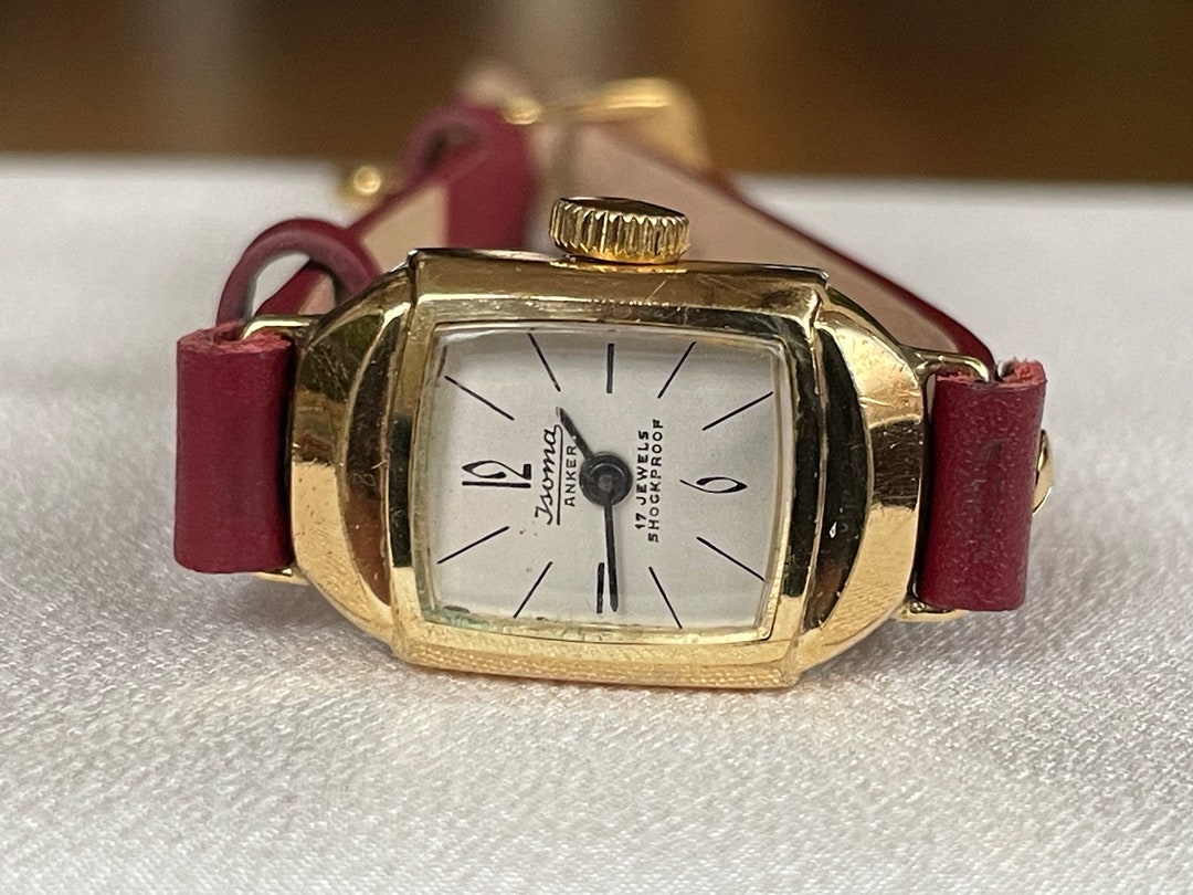 Elegant 1960 Vintage German Ladies Wristwatch Isoma Anker Golden Color ...